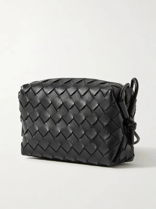 Bottega Veneta Loop Mini Intrecciato Leather Shoulder Bag - Black