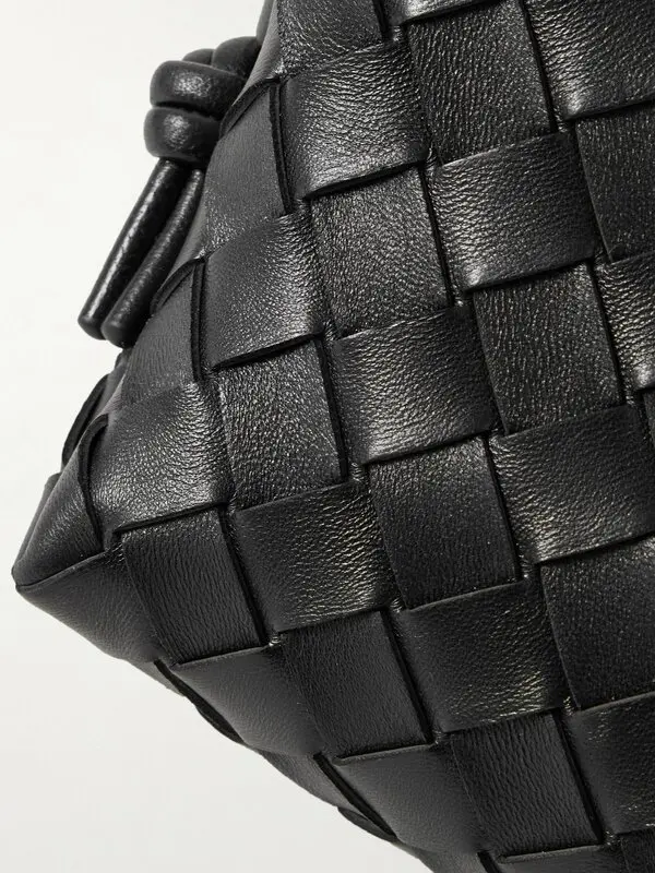 Bottega Veneta Loop Mini Intrecciato Leather Shoulder Bag - Black