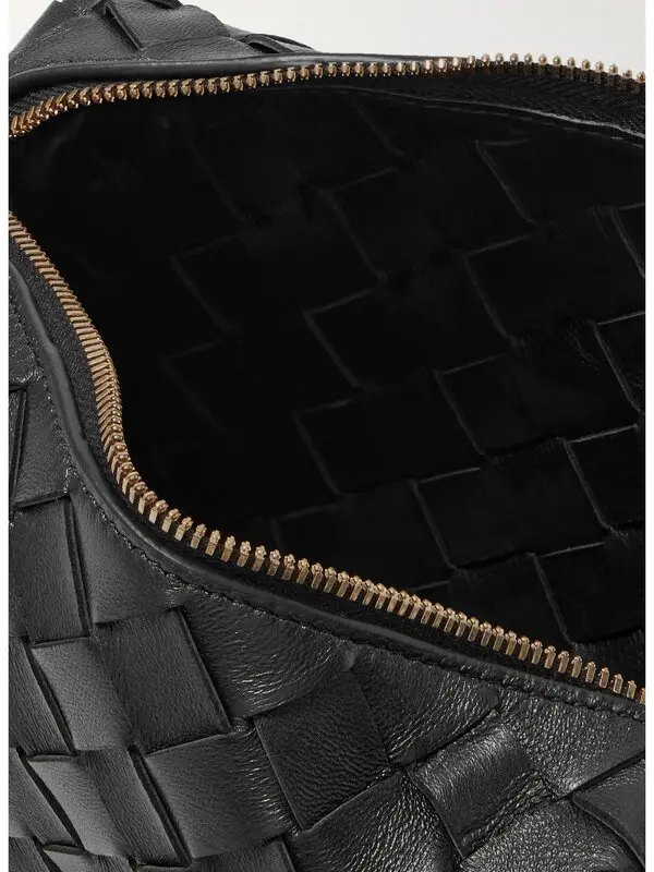Bottega Veneta Loop Mini Intrecciato Leather Shoulder Bag - Black