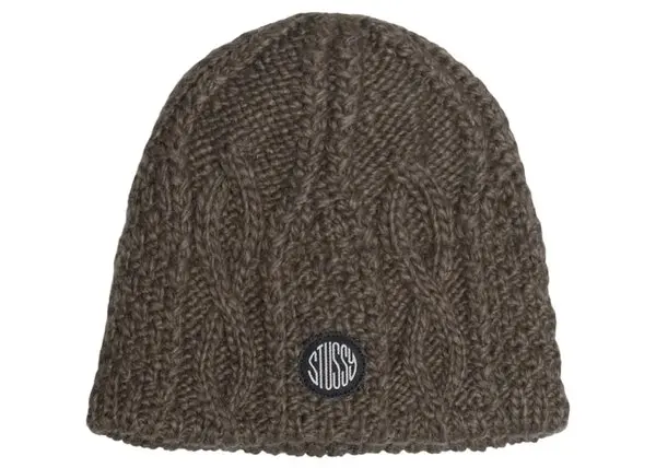 StüSsy Cable Knit Skullcap - Brown | Editorialist