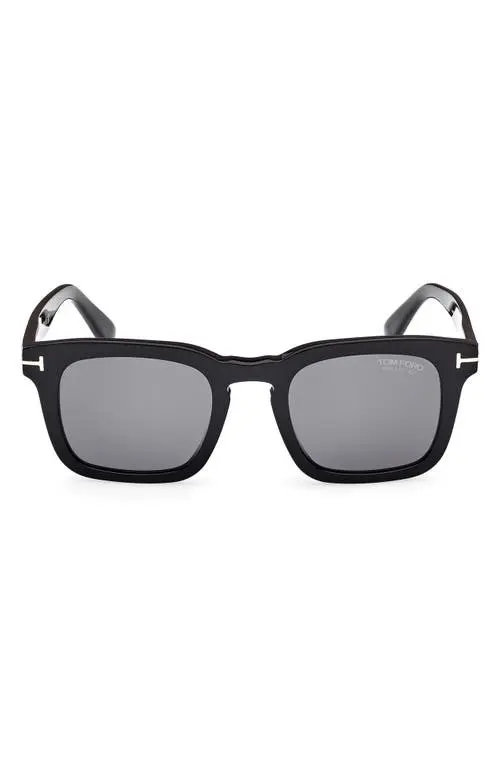 TOM FORD 50mm Polarized Square Sunglasses - Black Eco/t Logo/black