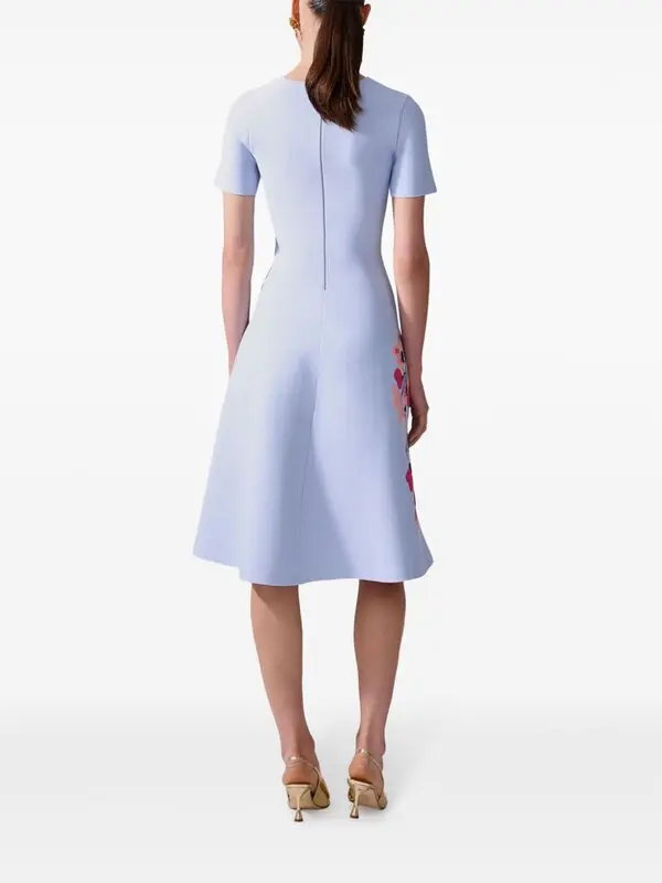 Carolina Herrera Floral-jacquard Flared Dress - Blue