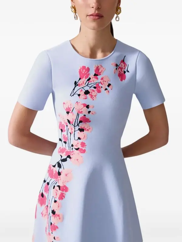 Carolina Herrera Floral-jacquard Flared Dress - Blue