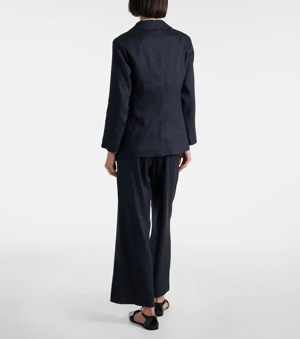 Max Mara Derna Linen-blend Twill Blazer - Blue
