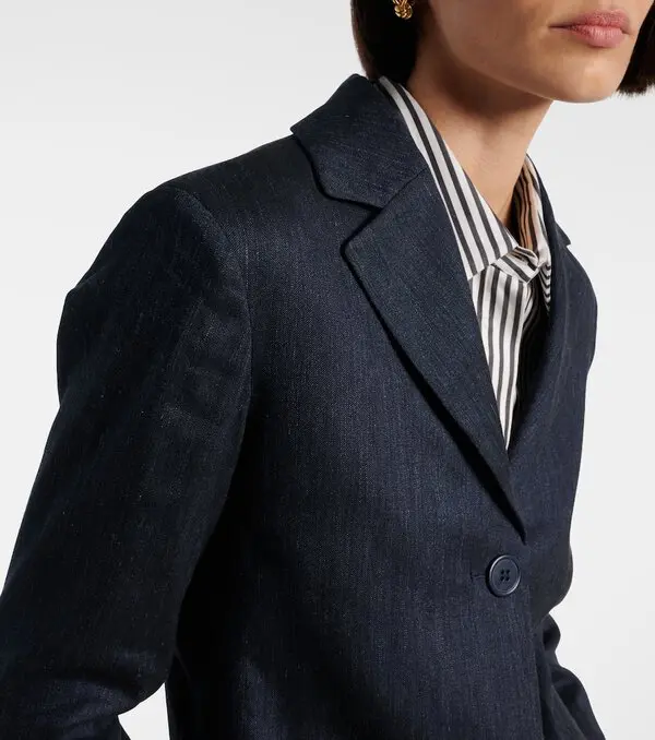 Max Mara Derna Linen-blend Twill Blazer - Blue