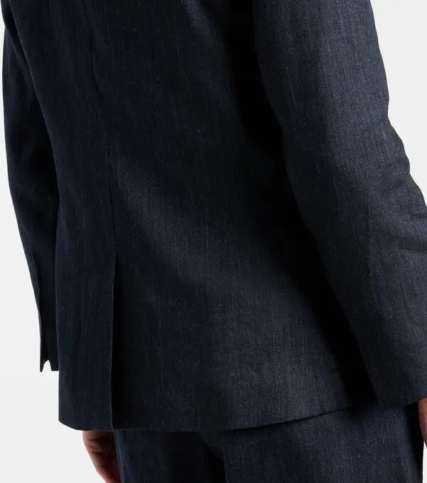 Max Mara Derna Linen-blend Twill Blazer - Blue