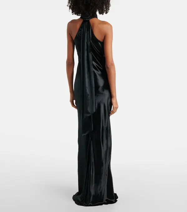 Galvan Pandora Halterneck Gown - Black