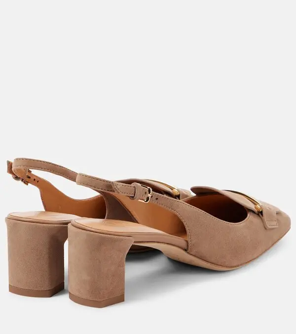 TOD'S Suede Slingback Pumps - Beige