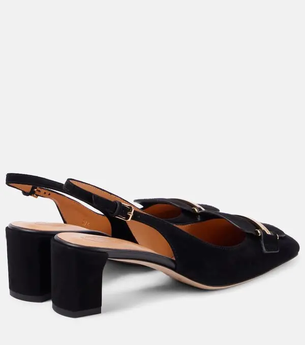 TOD'S 50 Suede Slingback Pumps - Black