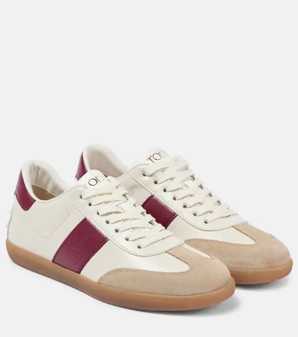 TOD'S Tabs Suede-trimmed Leather Sneakers - Neutrals