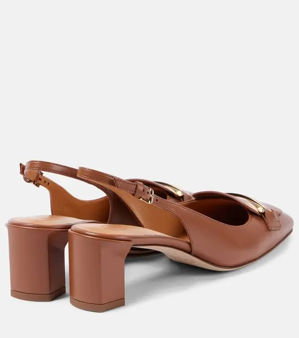 TOD'S 50 Leather Slingback Pumps - Beige