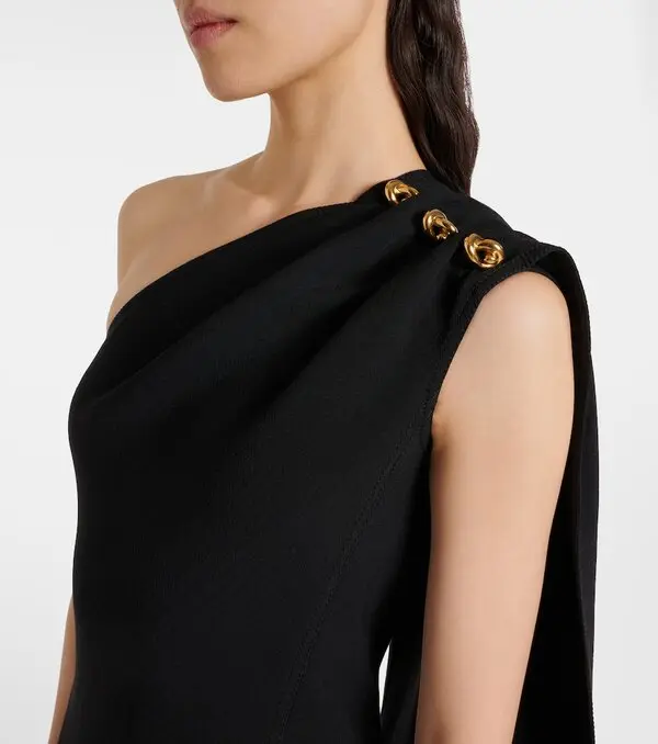 Bottega Veneta One-shoulder Crepe Midi Dress - Black