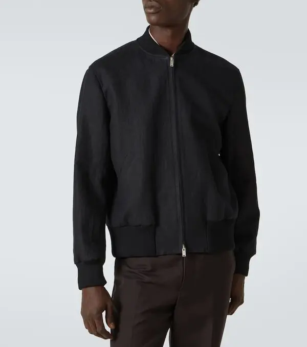 LARDINI Linen Bomber Jacket