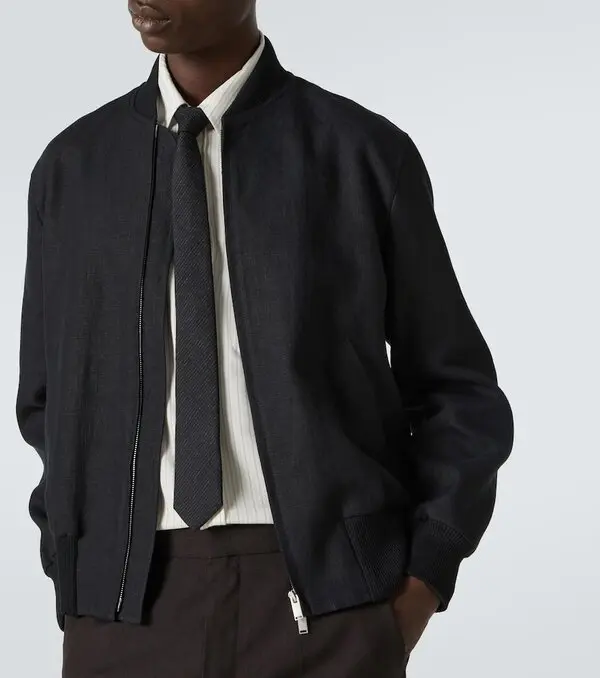 LARDINI Linen Bomber Jacket