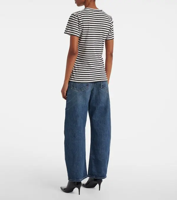 NILI LOTAN Mariela Striped T-shirt - Black