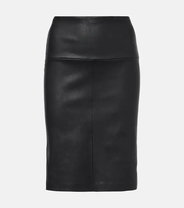 Stouls Gina 25 Leather Midi Skirt - Black