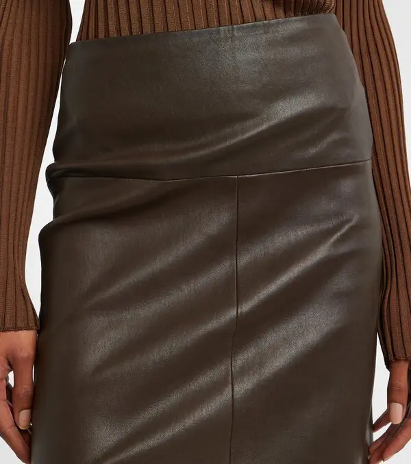 Stouls Gina 25 Leather Midi Skirt - Brown