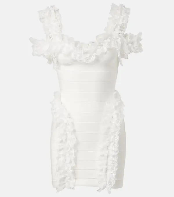 SELF-PORTRAIT X Christopher Kane Lace-trimmed Minidress - White