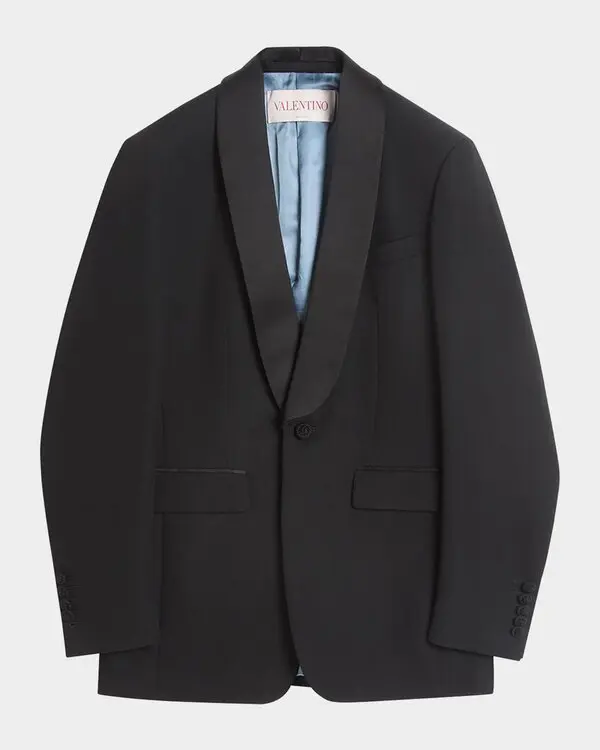 Valentino Garavani Apos;s Grain De Poudre Shawl Sport Coat - Black