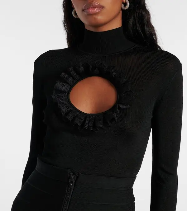 SELF-PORTRAIT X Christopher Kane Lace-trimmed Cutout Bodysuit