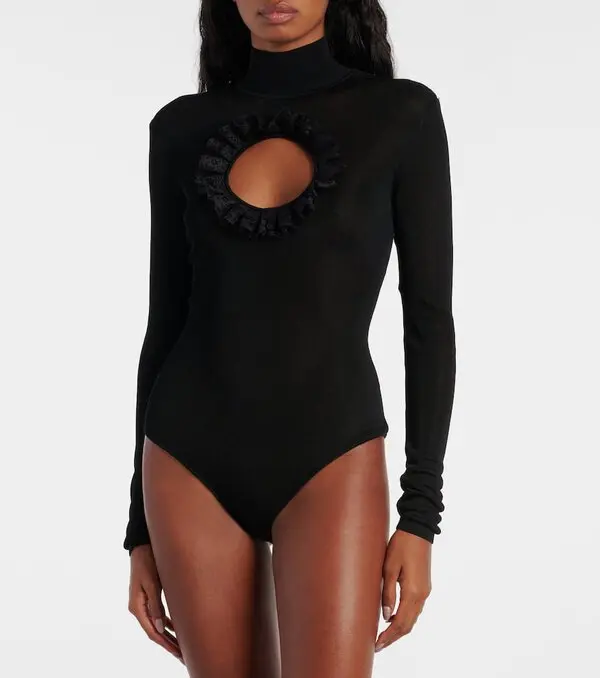 SELF-PORTRAIT X Christopher Kane Lace-trimmed Cutout Bodysuit