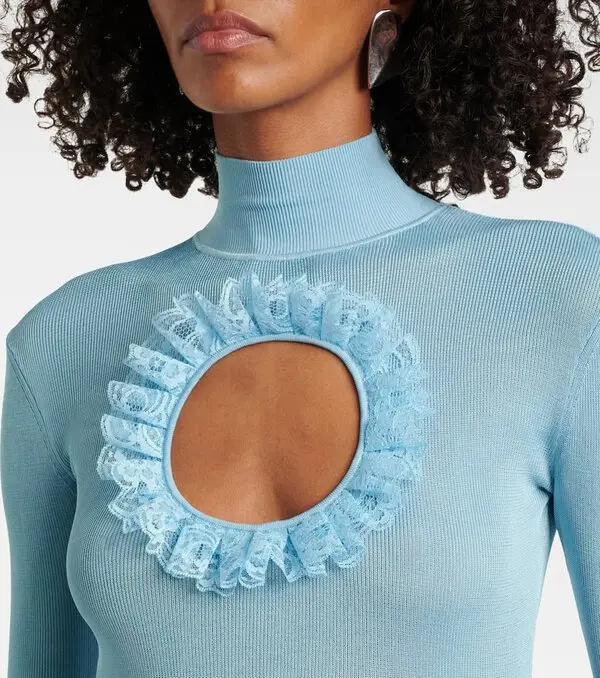 SELF-PORTRAIT X Christopher Kane Cutout Knitted Maxi Dress - Blue