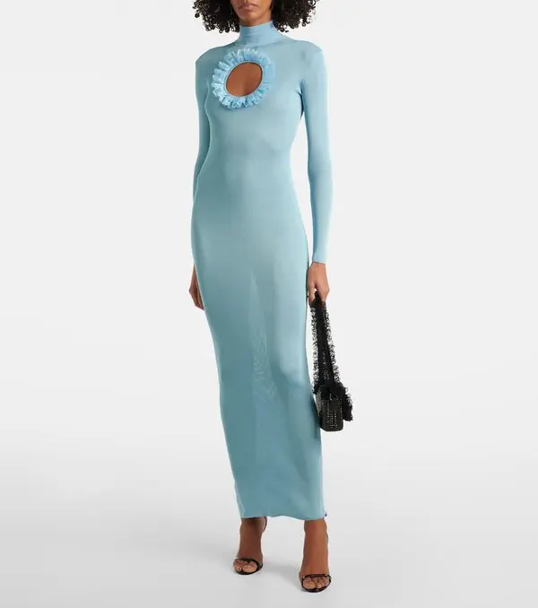 SELF-PORTRAIT X Christopher Kane Cutout Knitted Maxi Dress - Blue