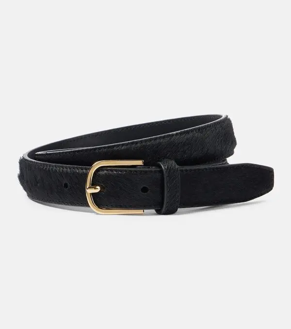 TOTEME Calf Hair Leather Belt - Black