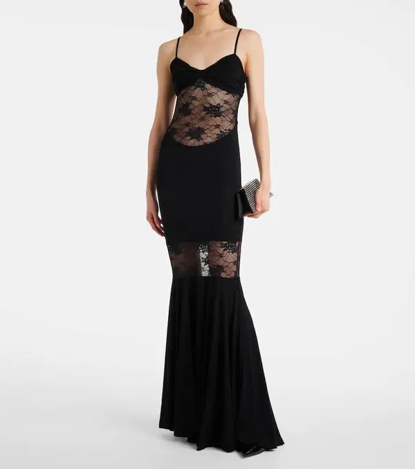 Nina Ricci Paneled Lace Gown