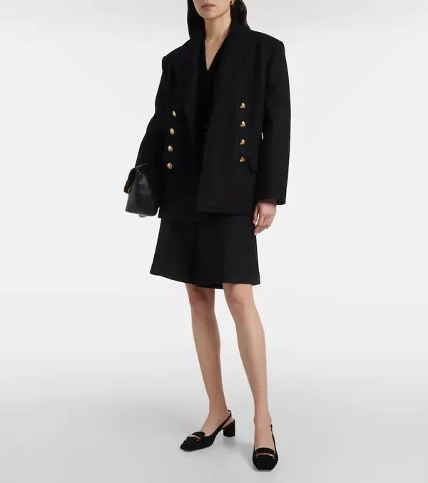 TOD'S 50 Suede Slingback Pumps - Black