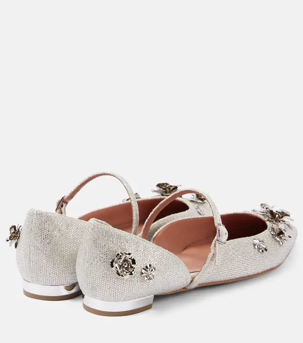 AQUAZZURA Bloom Embellished Ballet Flats