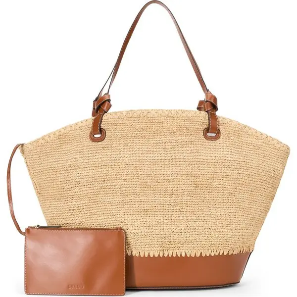 Staud Squillo Raffia Tote - Natural/ Tan