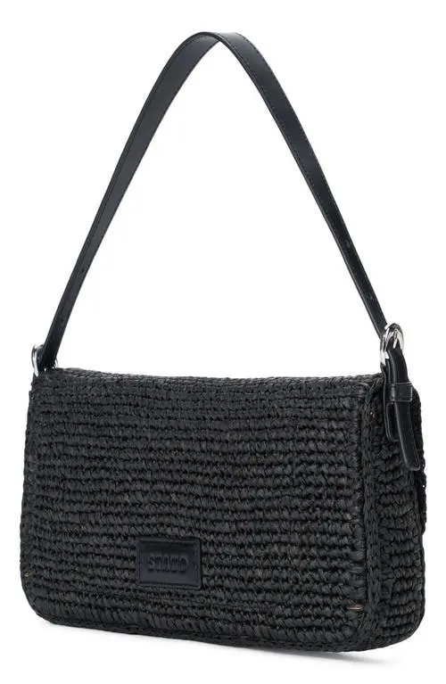 Staud Harlow Raffia Shoulder Bag - Black