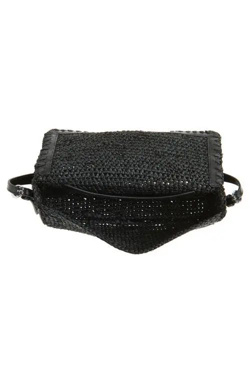 Staud Harlow Raffia Shoulder Bag - Black