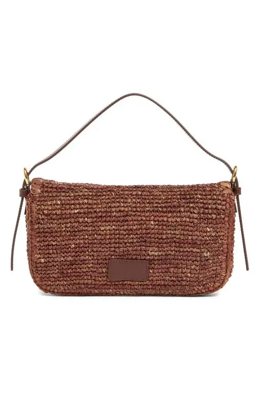 Staud Harlow Raffia Shoulder Bag - Mahogany