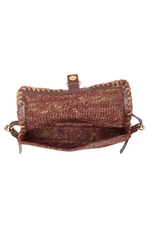 Staud Harlow Raffia Shoulder Bag - Mahogany