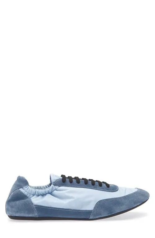 Prada Collapse Mixed Media Low Top Sneaker - Celeste