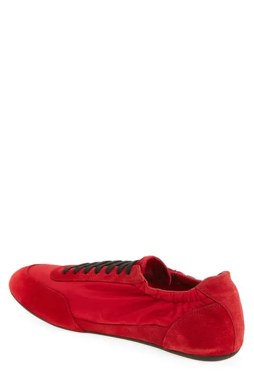 Prada Collapse Mixed Media Low Top Sneaker - Scarlatto