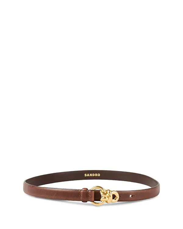 Sandro Slim Leather Belt - Brown