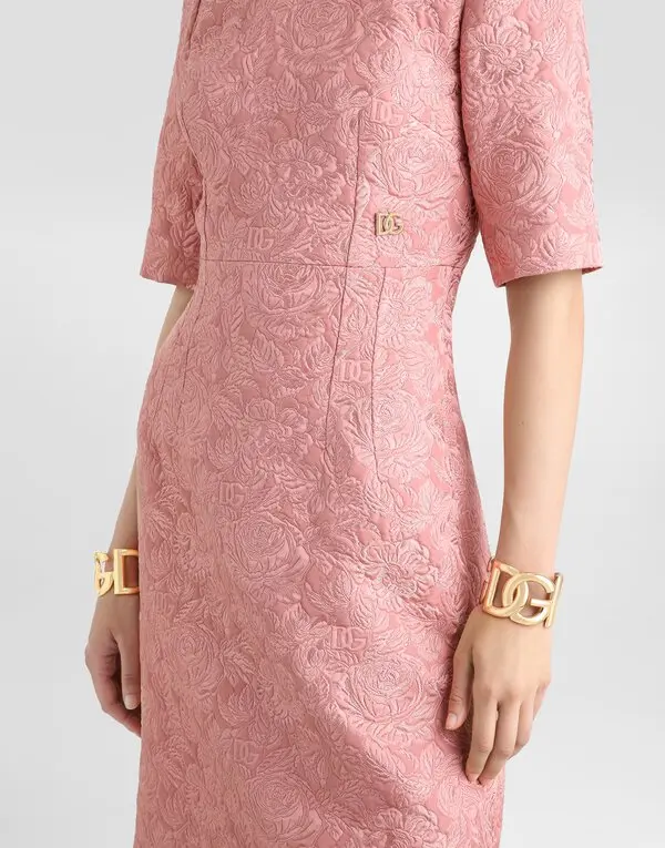 Dolce & Gabbana Fit-And-Flare Midi Dress In Floral Jacquard - Pink |  Editorialist