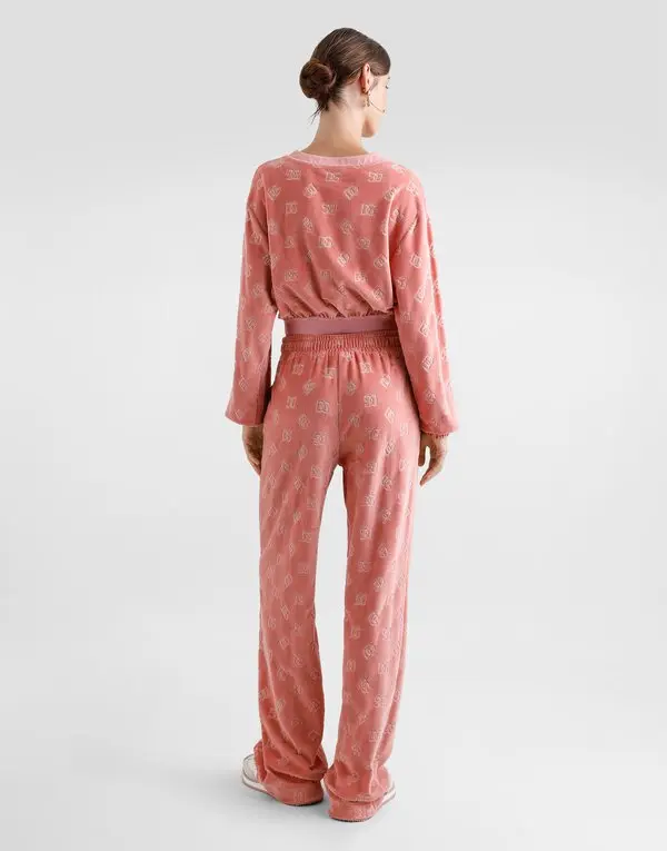 Dolce & Gabbana Short Chenille Jacquard Sweatshirt With Dg Logo