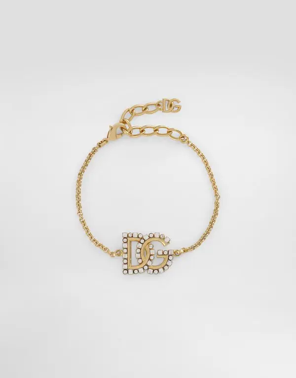 Dolce & Gabbana Fine Link Bracelet With Dg Logo - Gold