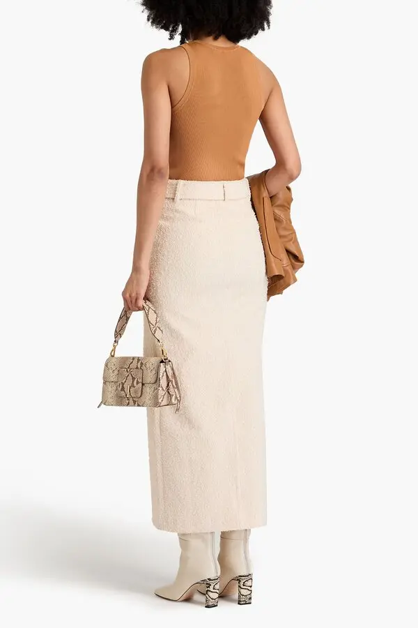 Zimmermann Belted Cotton-blend Bouclé Maxi Skirt