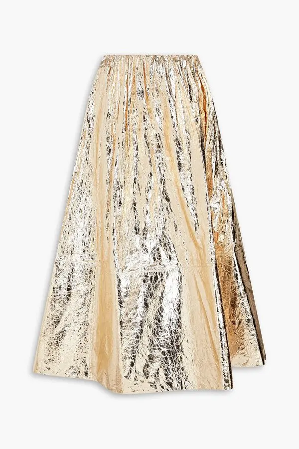 Zimmermann Crinkled Metallic Vinyl Maxi Skirt