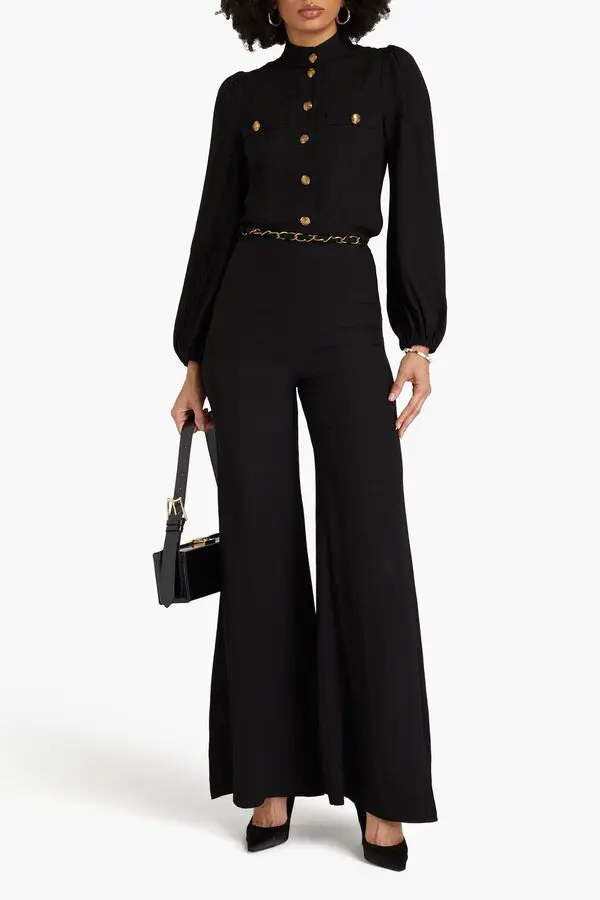 Zimmermann Embellished Crepe Flared Pants - Black
