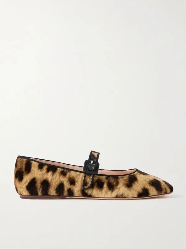 LOEFFLER RANDALL Ginger Leopard-print Velvet Ballet Flats - Animal Print