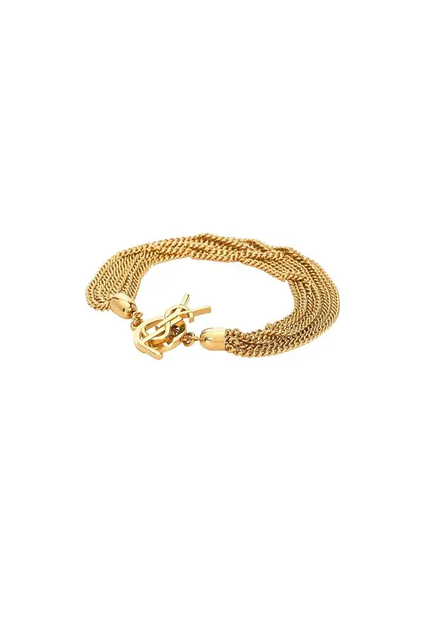 Saint Laurent Multi Chain T Bar Bracelet - Brass Gold