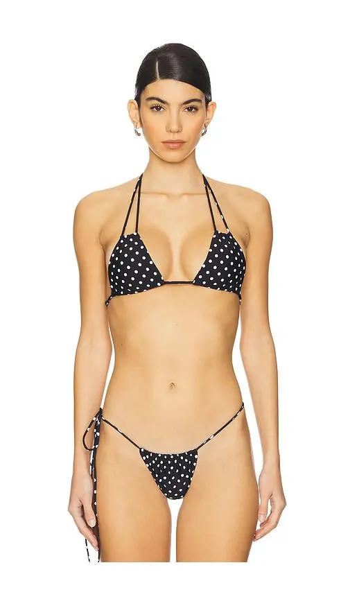 INDAH Bongo Triangle Halter Bikini Top - Domino