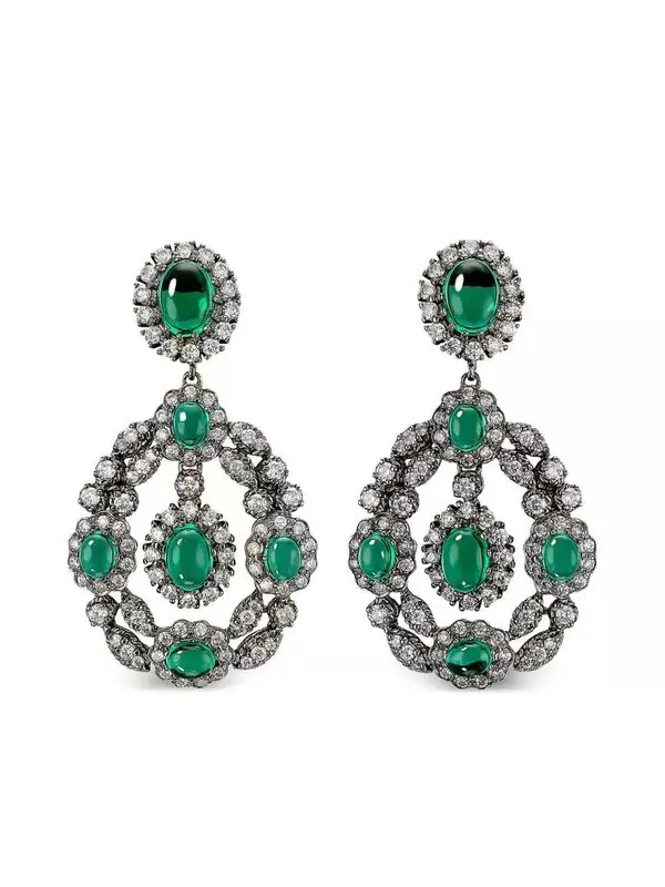 ANABELA CHAN 18kt Gold Treasure Emerald Drop Earrings - Silver