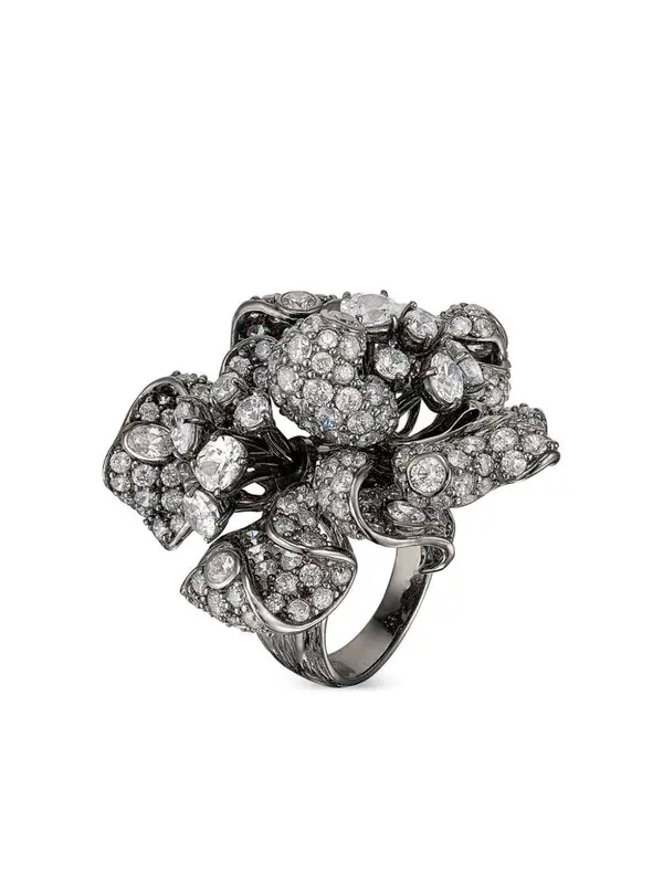 ANABELA CHAN 18kt Gold Magnolia Cocktail Ring - Black